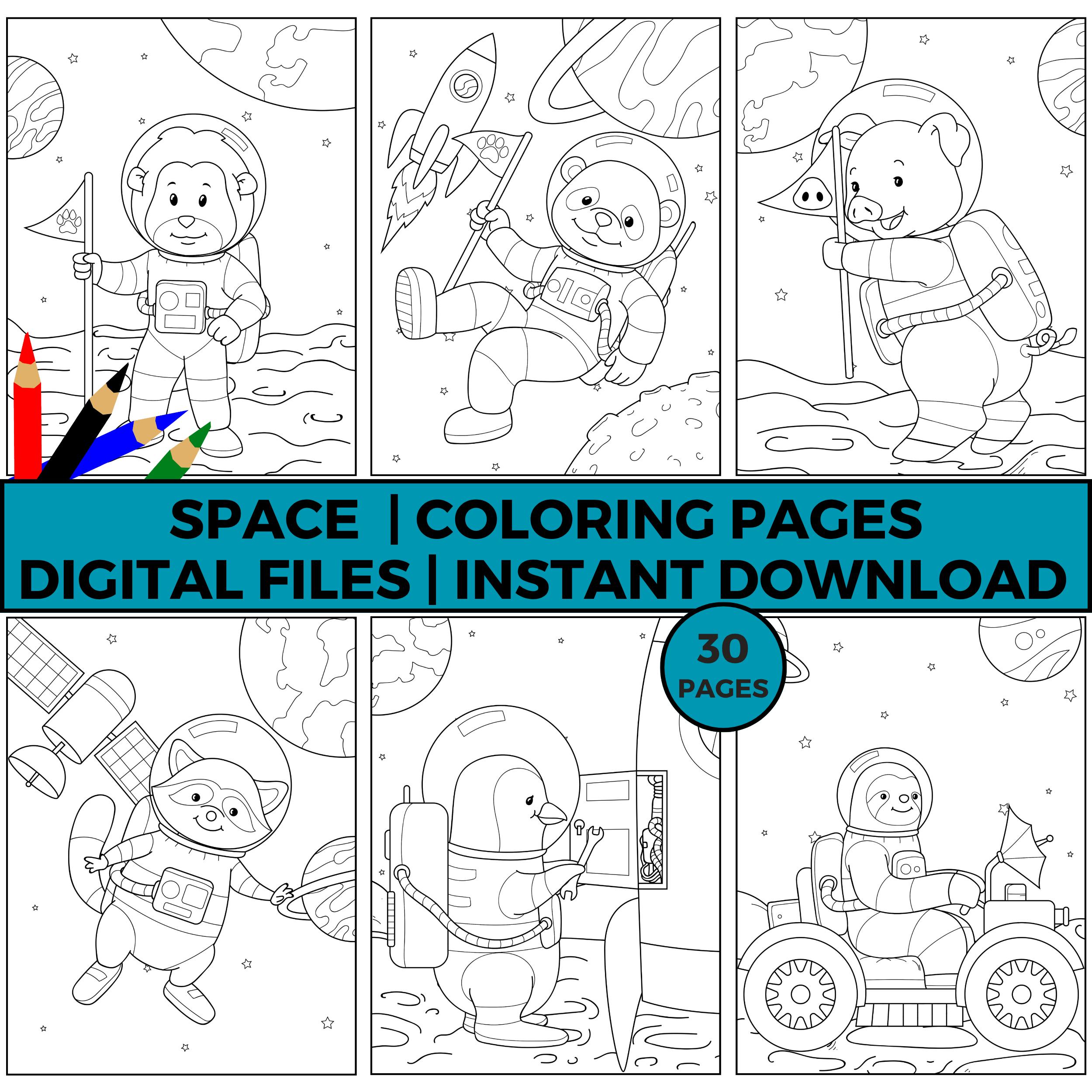 Space Animals Coloring Pages, Cute Astronaut Animals, Fun Galaxy-themed ...