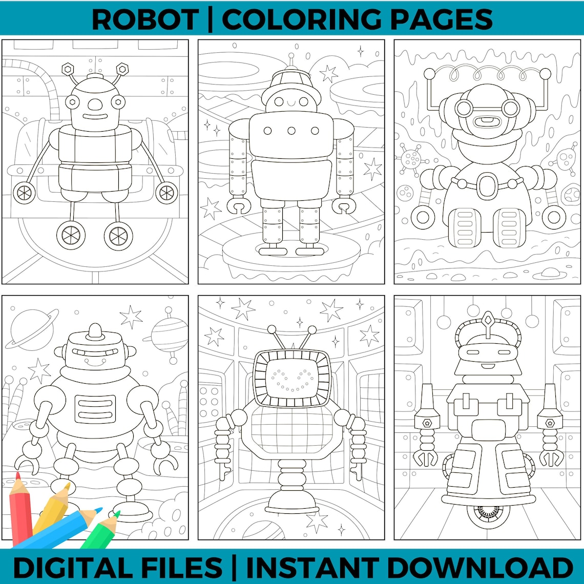 Robot Coloring Pages for Kids, Printable Robots Activity Sheets, Fun ...