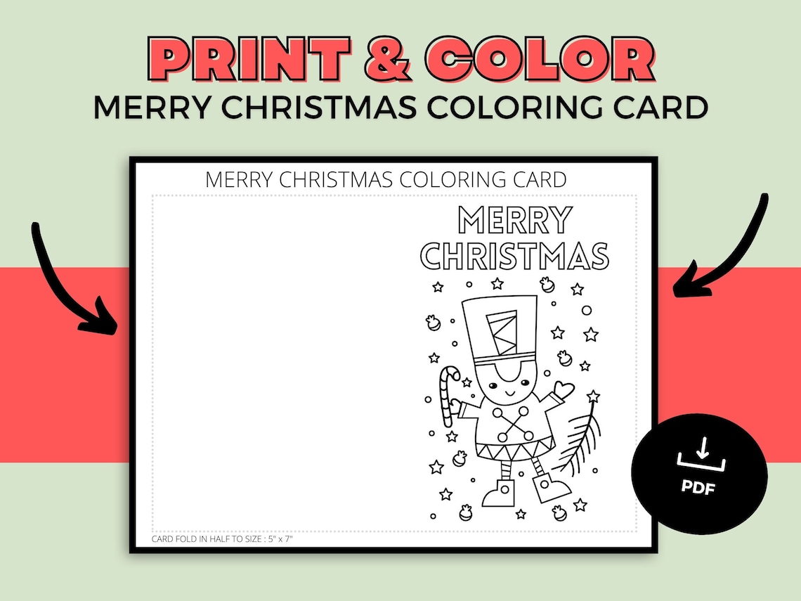 MERRY CHRISTMAS Coloring Card, Printable Activity, School Classroom ...