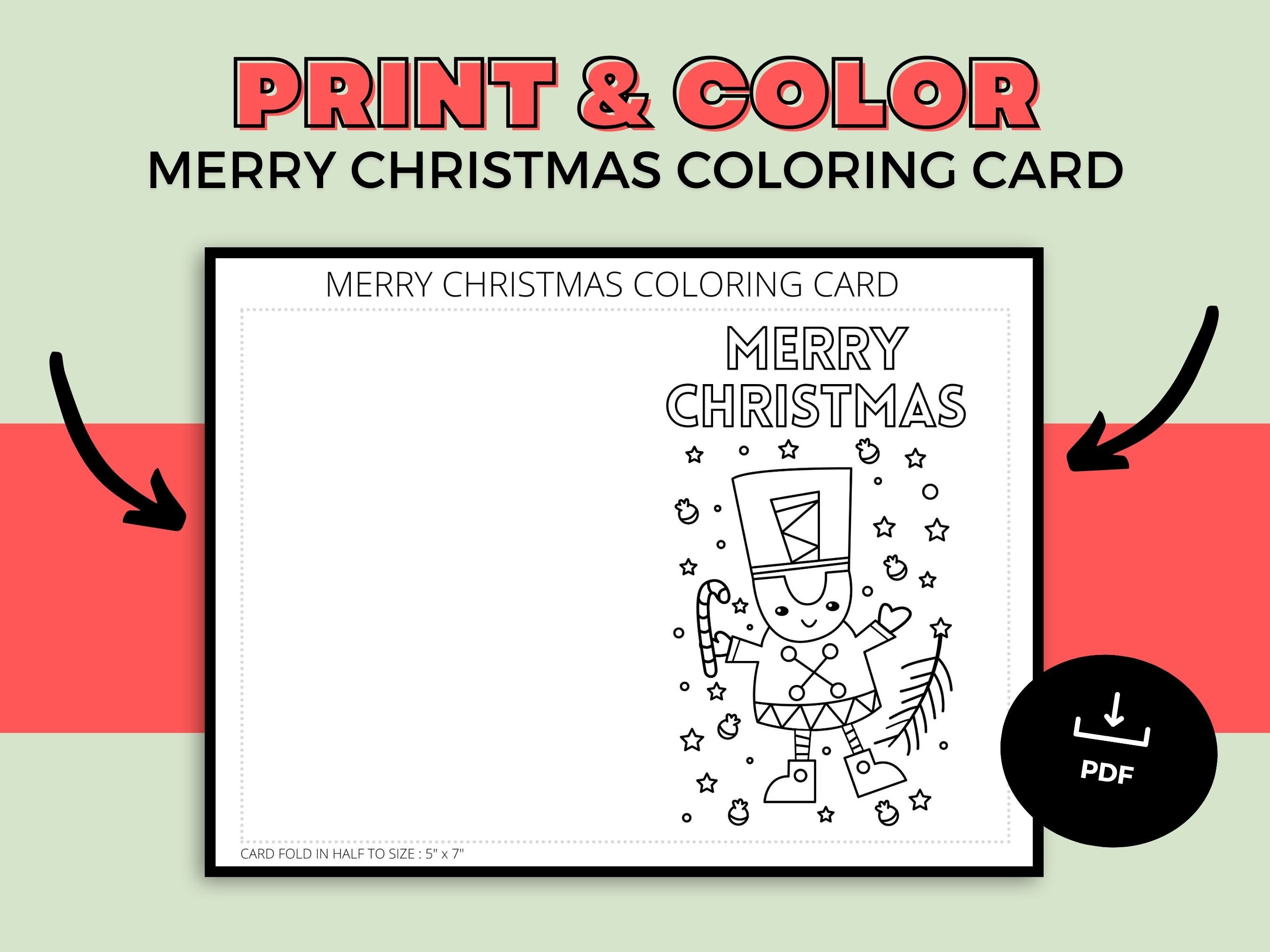 MERRY CHRISTMAS Coloring Card, Printable Activity, School Classroom ...
