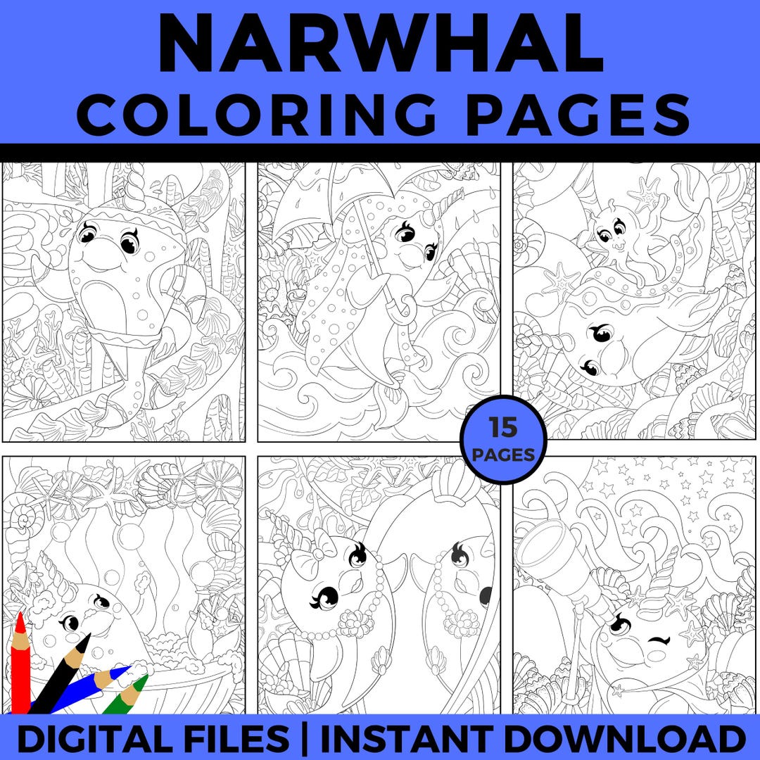 Narwhal Coloring Pages for Kids | Cute Ocean Animals Printable ...