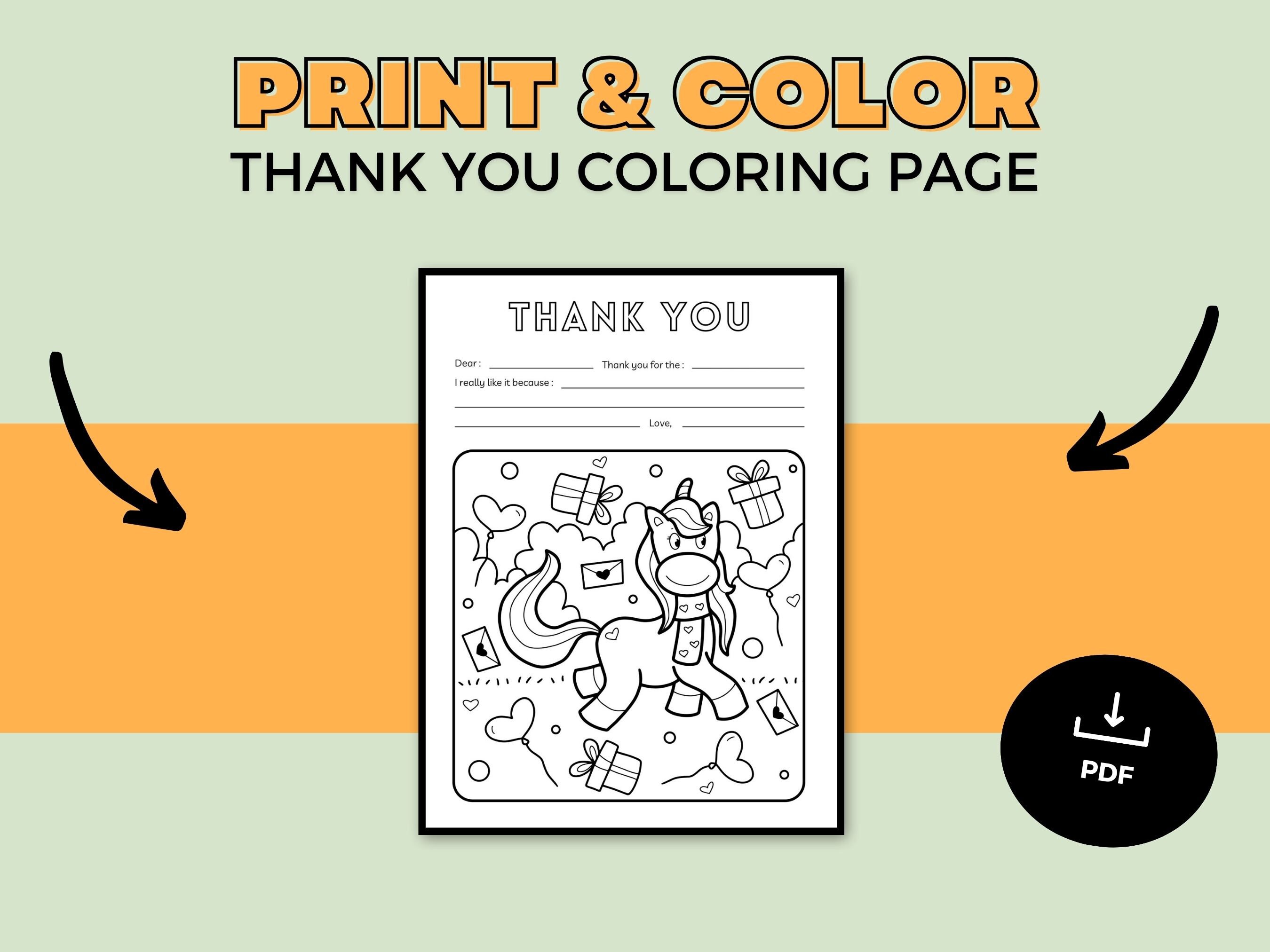THANK YOU Printable Coloring Page, Thank You Coloring, Printable Thank ...
