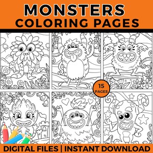 MONSTERS Coloring Pages, Printable Cute and Silly Monster Coloring ...