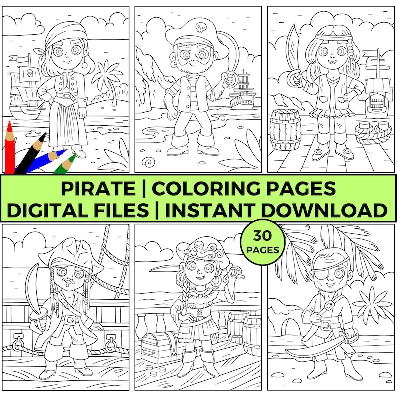 Pirate Coloring Pages for Kids, Fun Printable Activity, Treasure Hunt ...