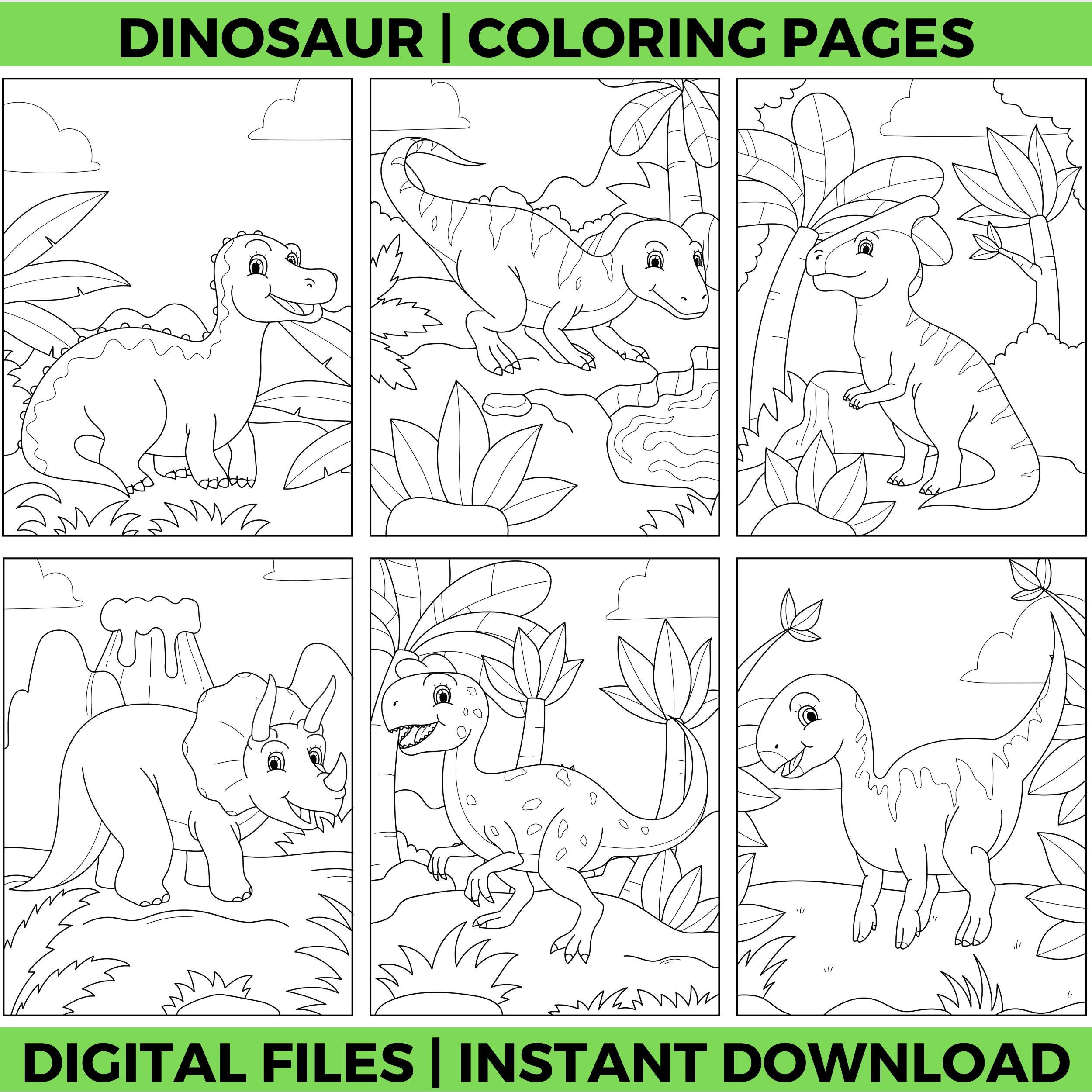 DINOSAUR Printable Coloring Pages, Instant Download, Printable Dino ...