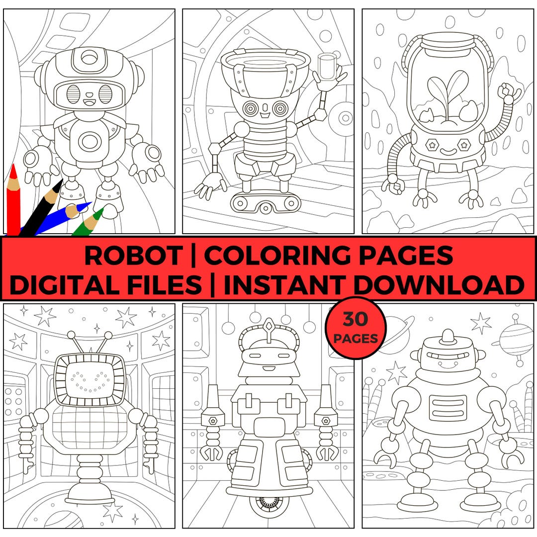Robot Coloring Pages for Kids, Printable Robots Activity Sheets, Fun ...