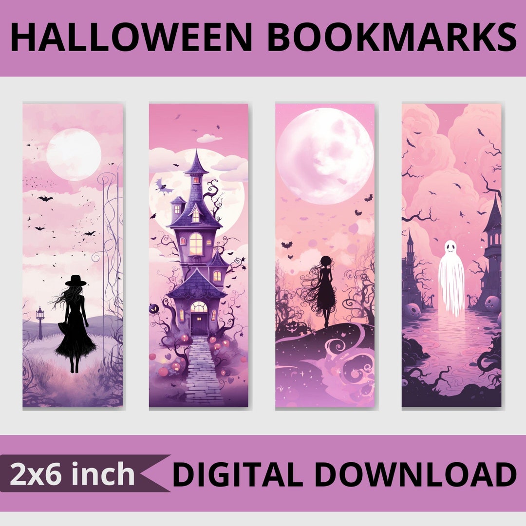 16 HALLOWEEN Bookmarks, Digital Printable Bookmarks, Digital Bookmark ...