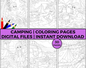 S'mores Summer Camping Coloring Pages for Kids, 10 Printable Sheets ...