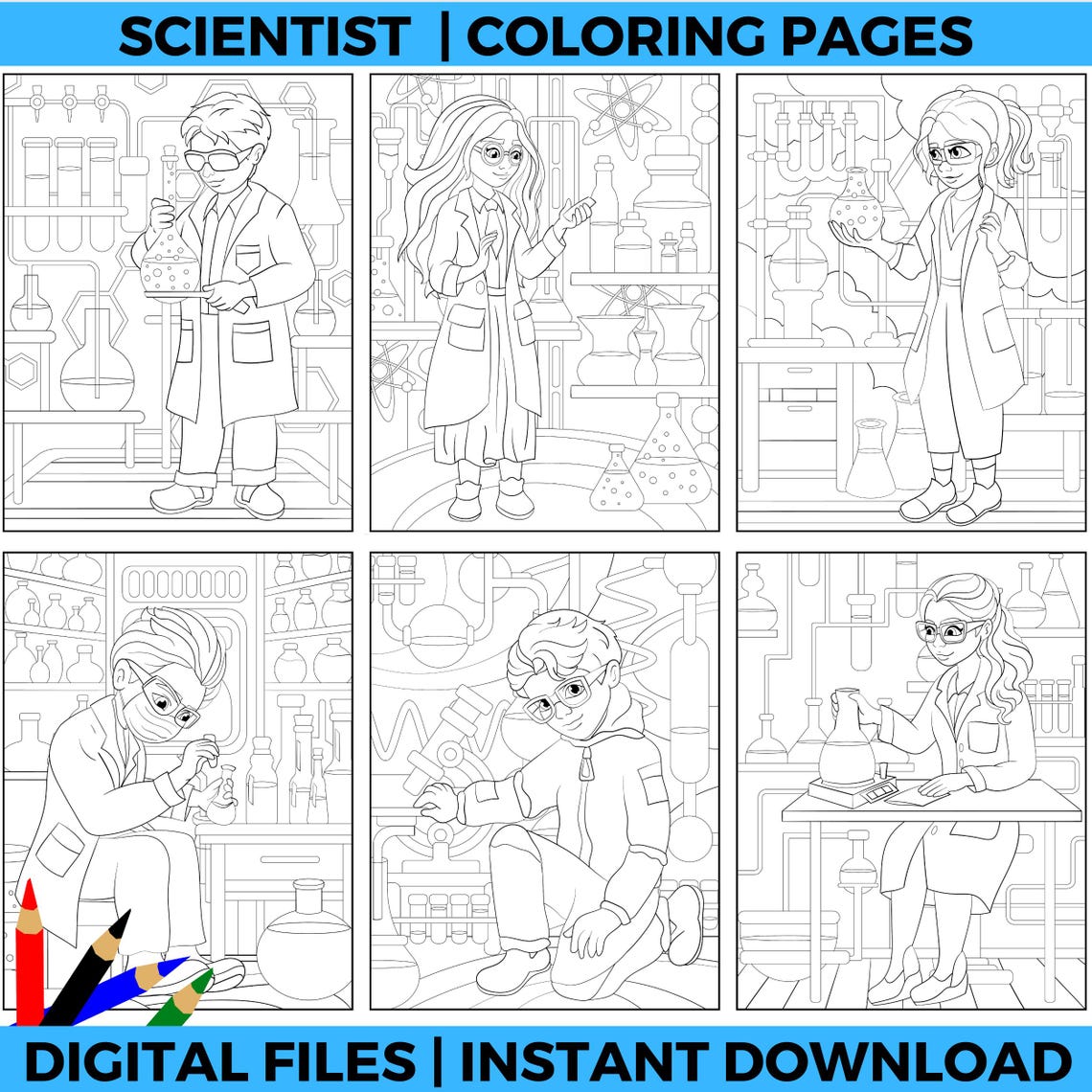 Scientist Coloring Pages Stem Coloring Sheets For Kids Women In