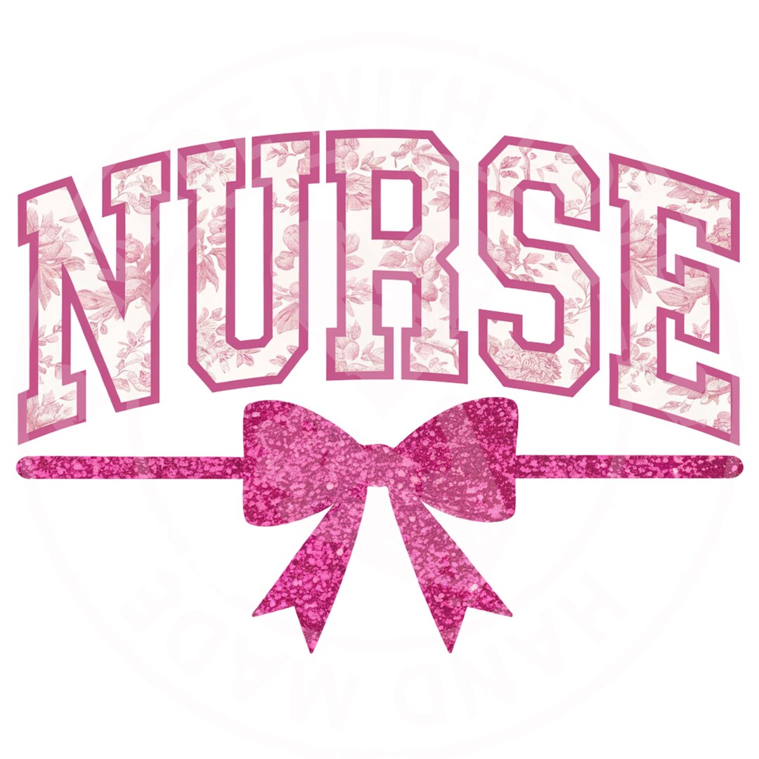 Pink Floral Nurse Varsity Png, Nursing Toile Coquette Bow Clip Art ...