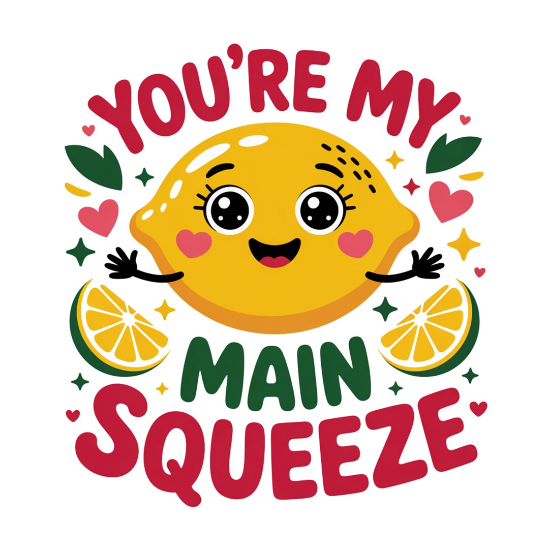 You're My Main Squeeze PNG – Cute Lemon Clipart, Teacher Gift, Funny ...