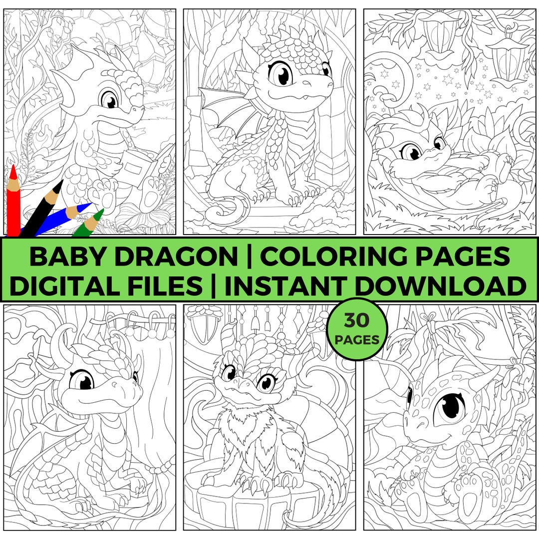 Baby Dragon Coloring Pages for Kids, Cute Printable Fantasy Creatures ...