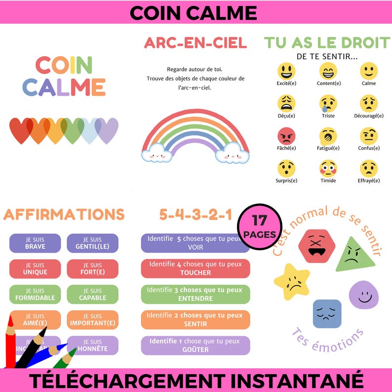 Ensemble De 17 AFFICHES Pour Le COIN CALME | Affiche Des émotions à ...