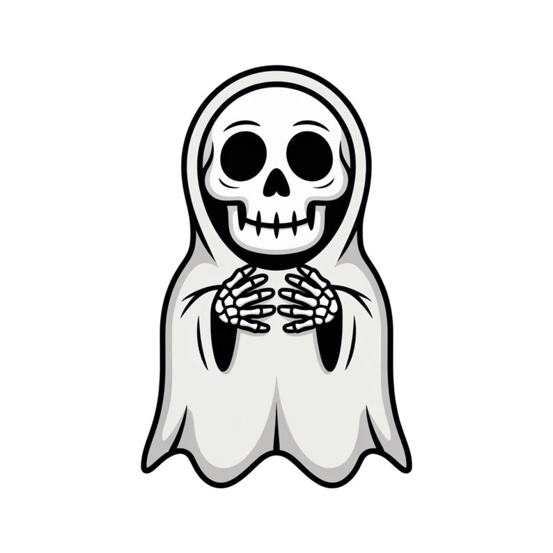 Skeleton in Ghost Costume PNG – Funny Halloween Design, Cute Skeleton ...