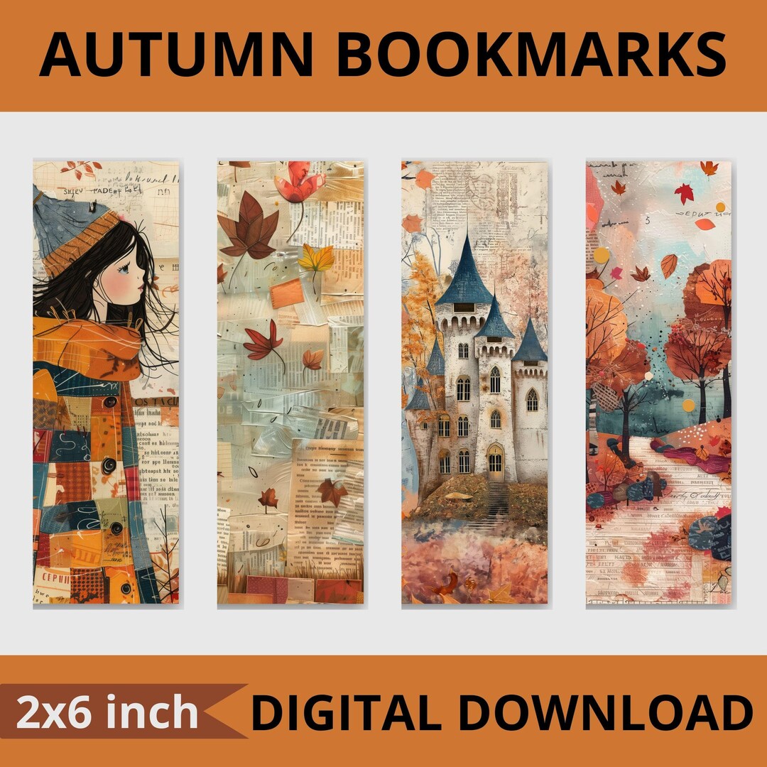 16 AUTUMN Bookmarks, Digital Printable Bookmarks, Digital Bookmark ...