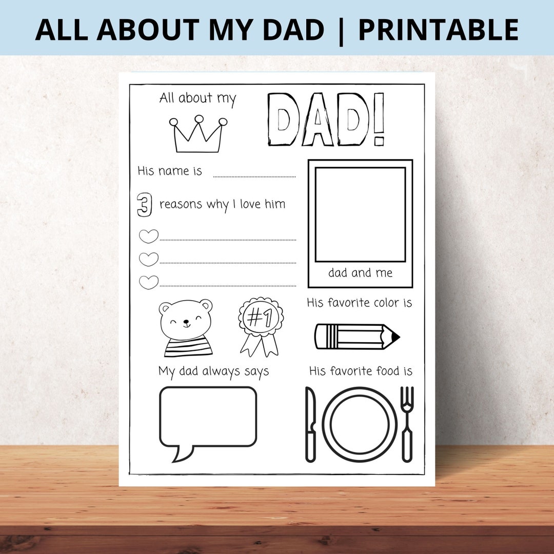 ALL ABOUT My DAD! Father's Day Card, Printable Father's Day Card, Kids ...