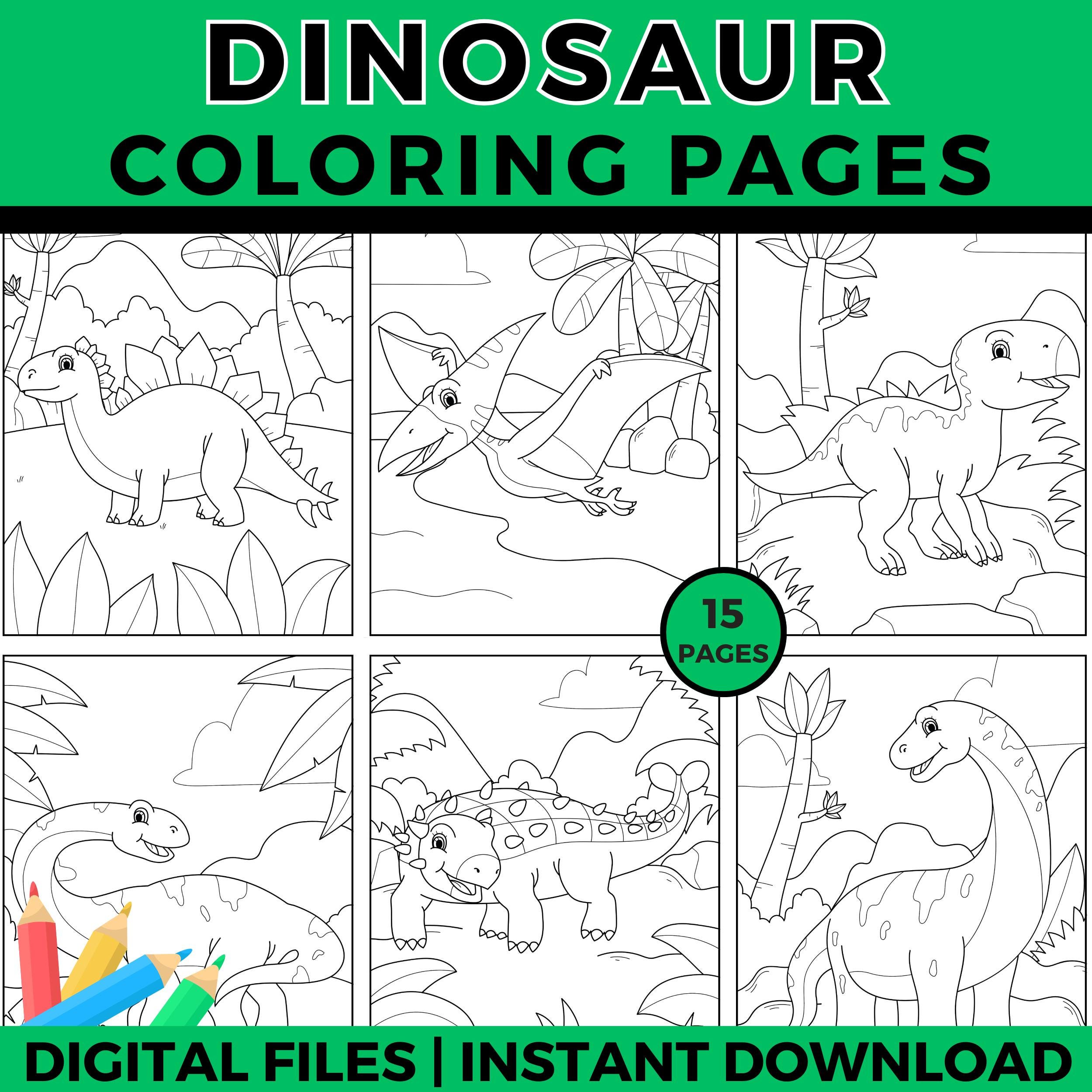 DINOSAUR Printable Coloring Pages, Instant Download, Printable Dino ...