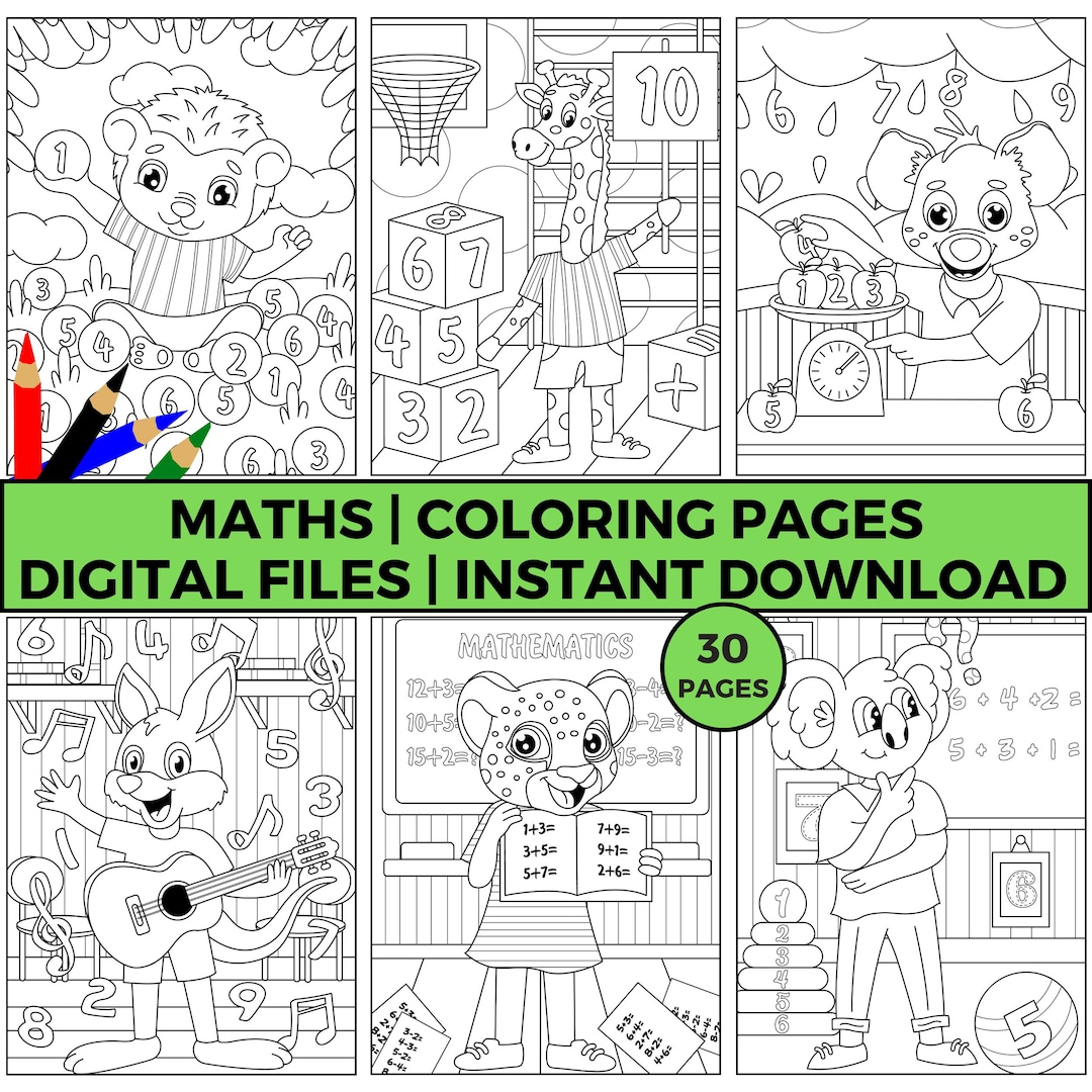 Maths Animals Coloring Pages for Kids, Printable Fun Animal, Animals ...