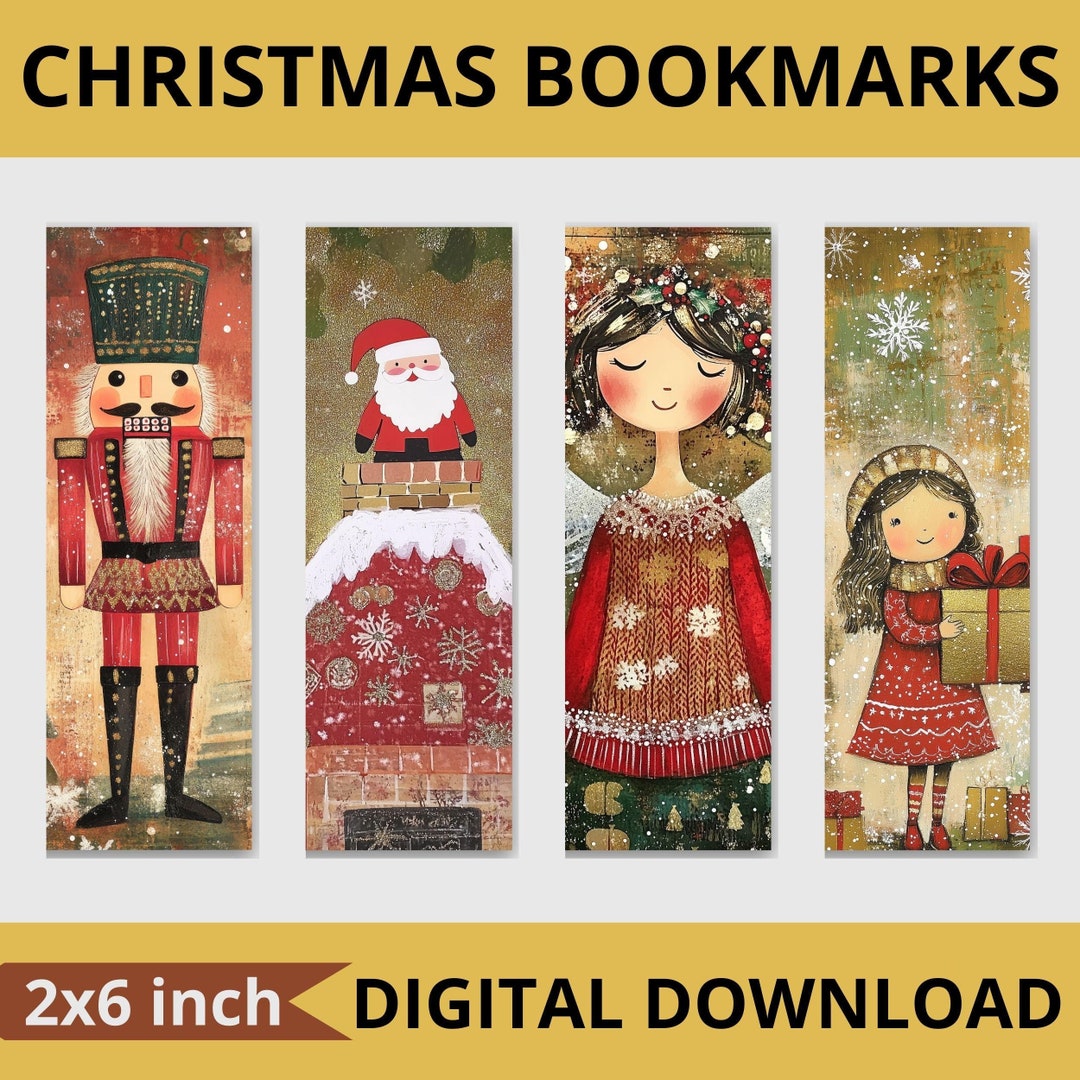 16 CHRISTMAS Bookmarks, Digital Printable Bookmarks, Digital Bookmark ...