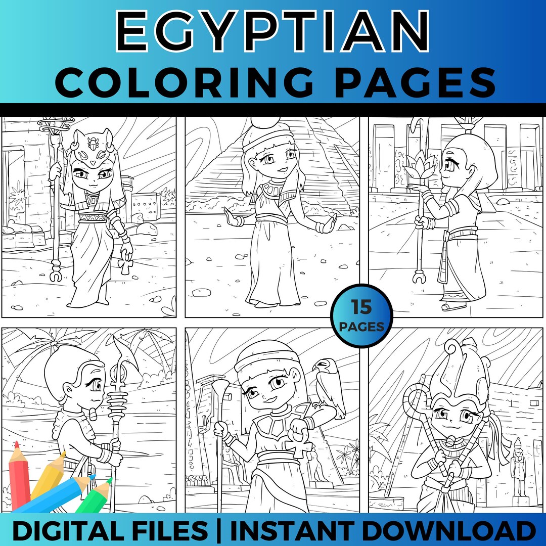 Cute Egyptian Chibi Coloring Pages, Adorable Pharaohs and Pyramids to ...