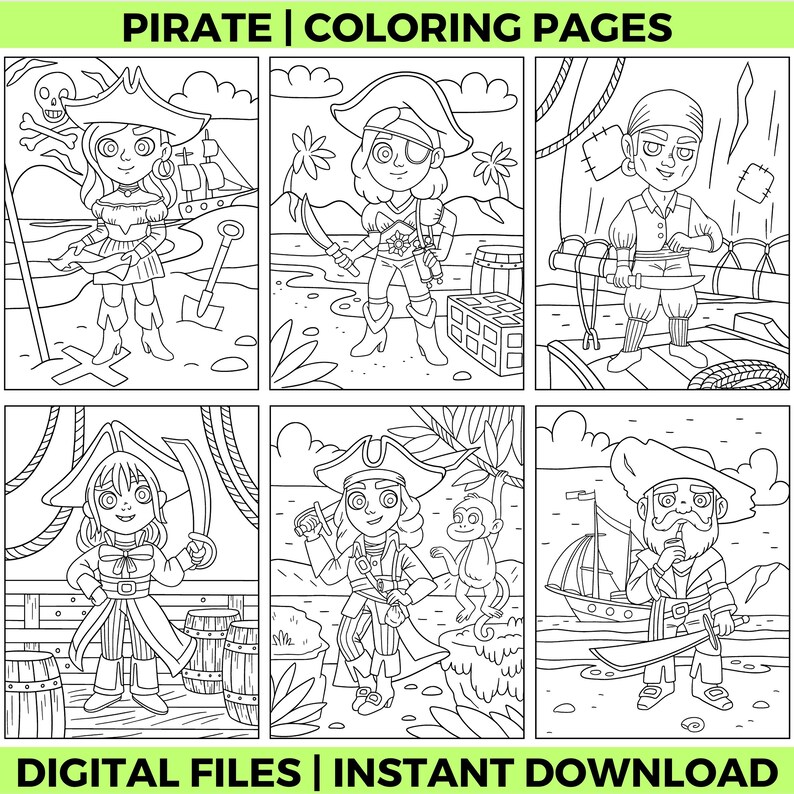 Pirate Coloring Pages for Kids, Fun Printable Activity, Treasure Hunt ...