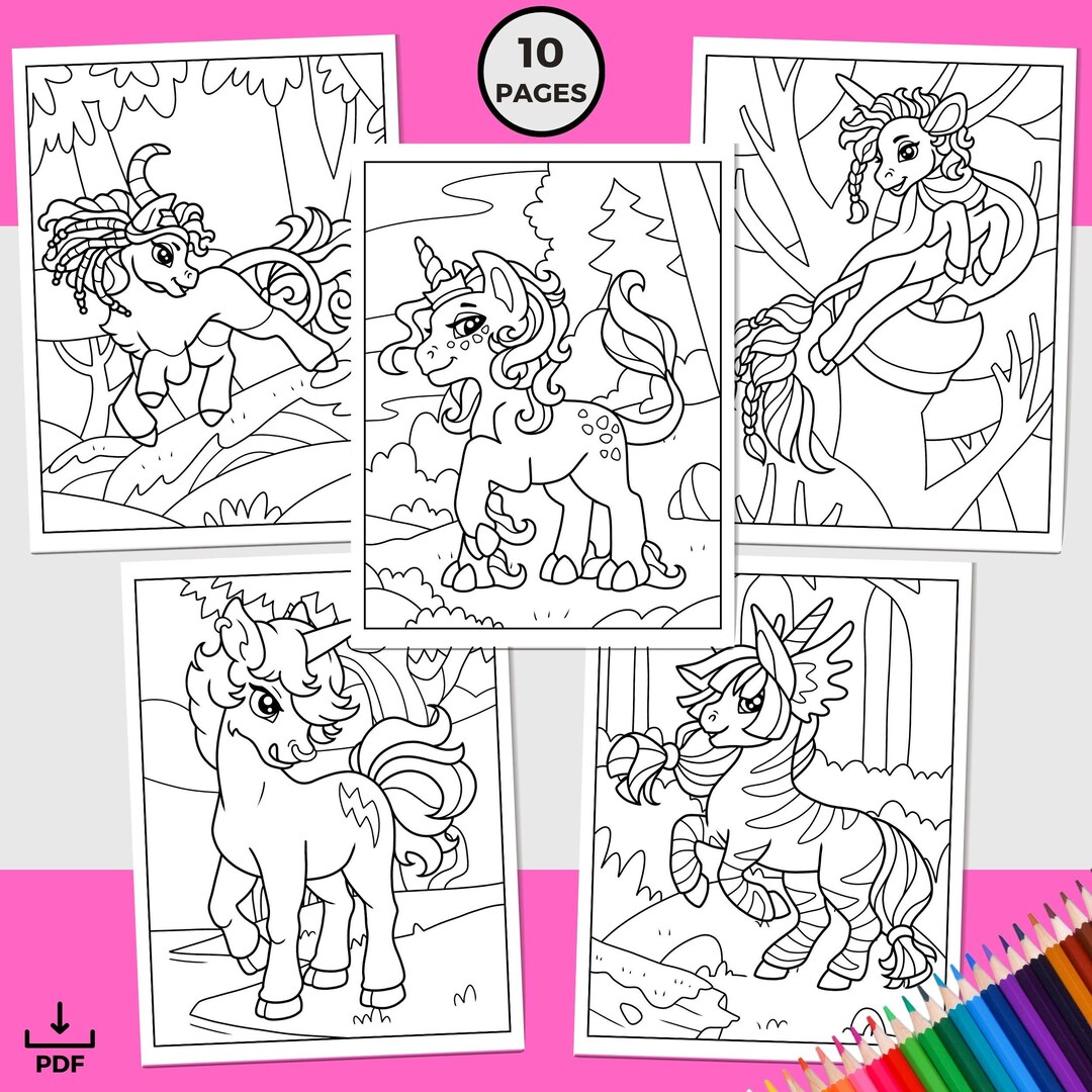 UNICORN Coloring Pages, Instant Download, Kids Camp Coloring Pages ...