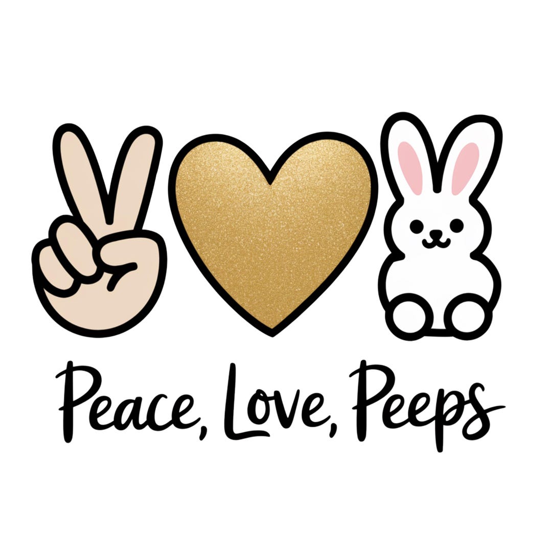 Peace Love Peeps PNG, Cute Sublimation Design, Marshmallow Bunny ...