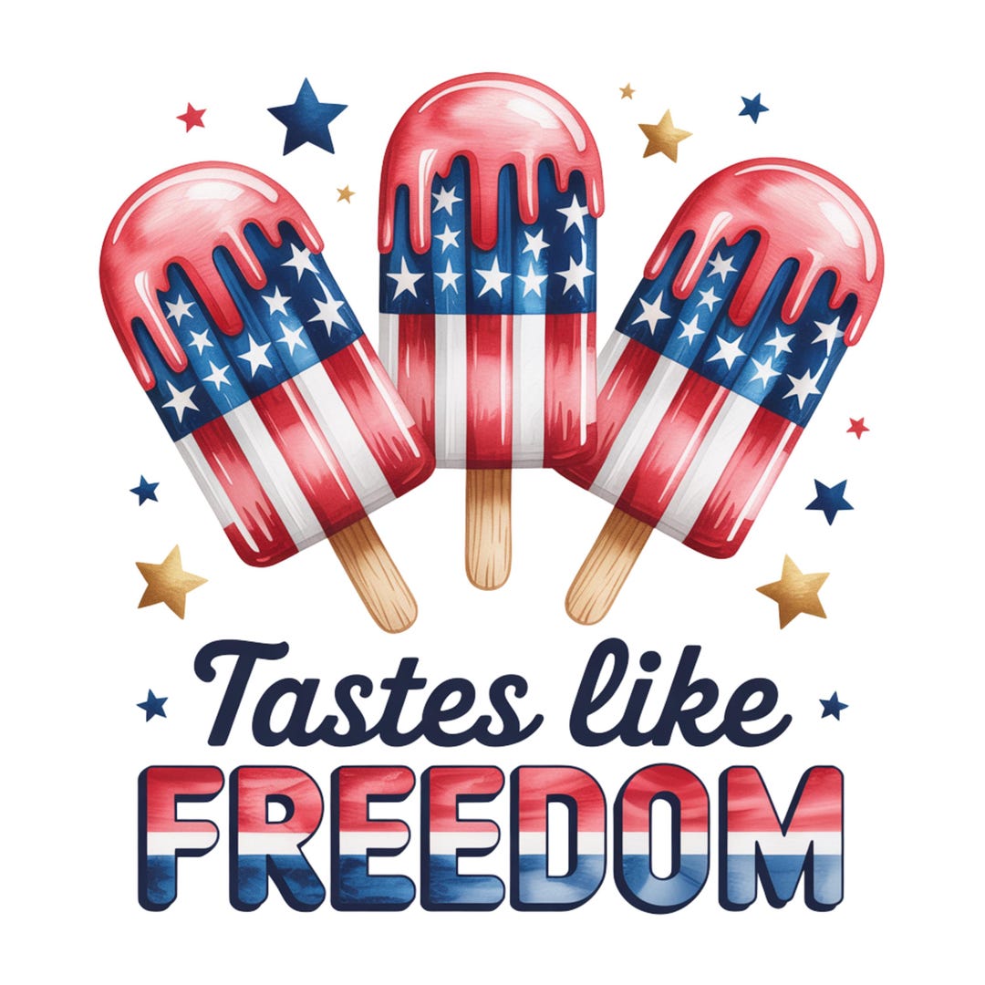 Tastes Like Freedom PNG, 4th of July Patriotic Popsicle Clipart, Cute ...