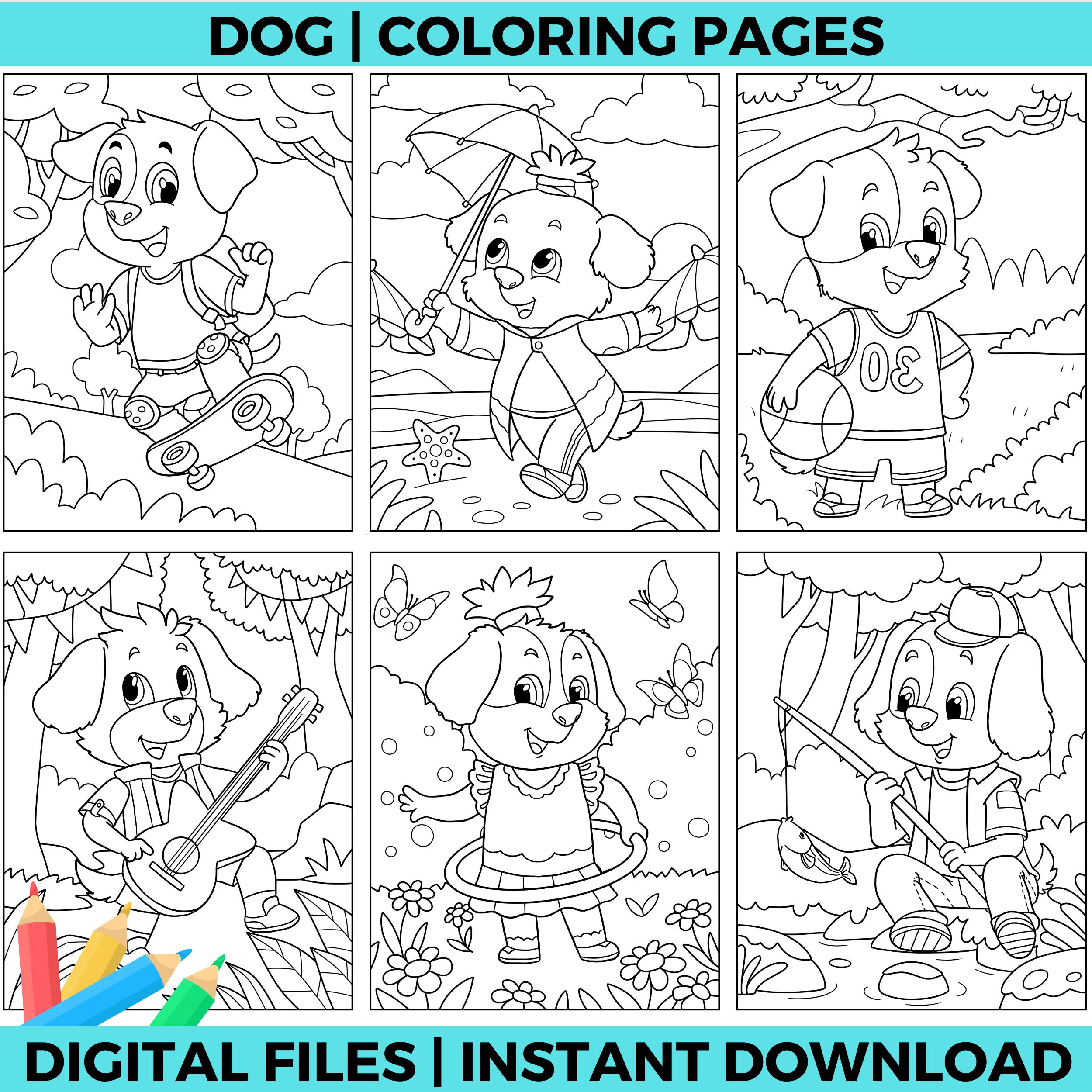 CUTE DOGS Coloring Pages, Instant Download, Pups Lovers Coloring Pages ...