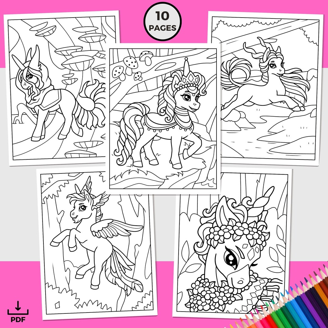 UNICORN Coloring Pages, Instant Download, Kids Camp Coloring Pages ...