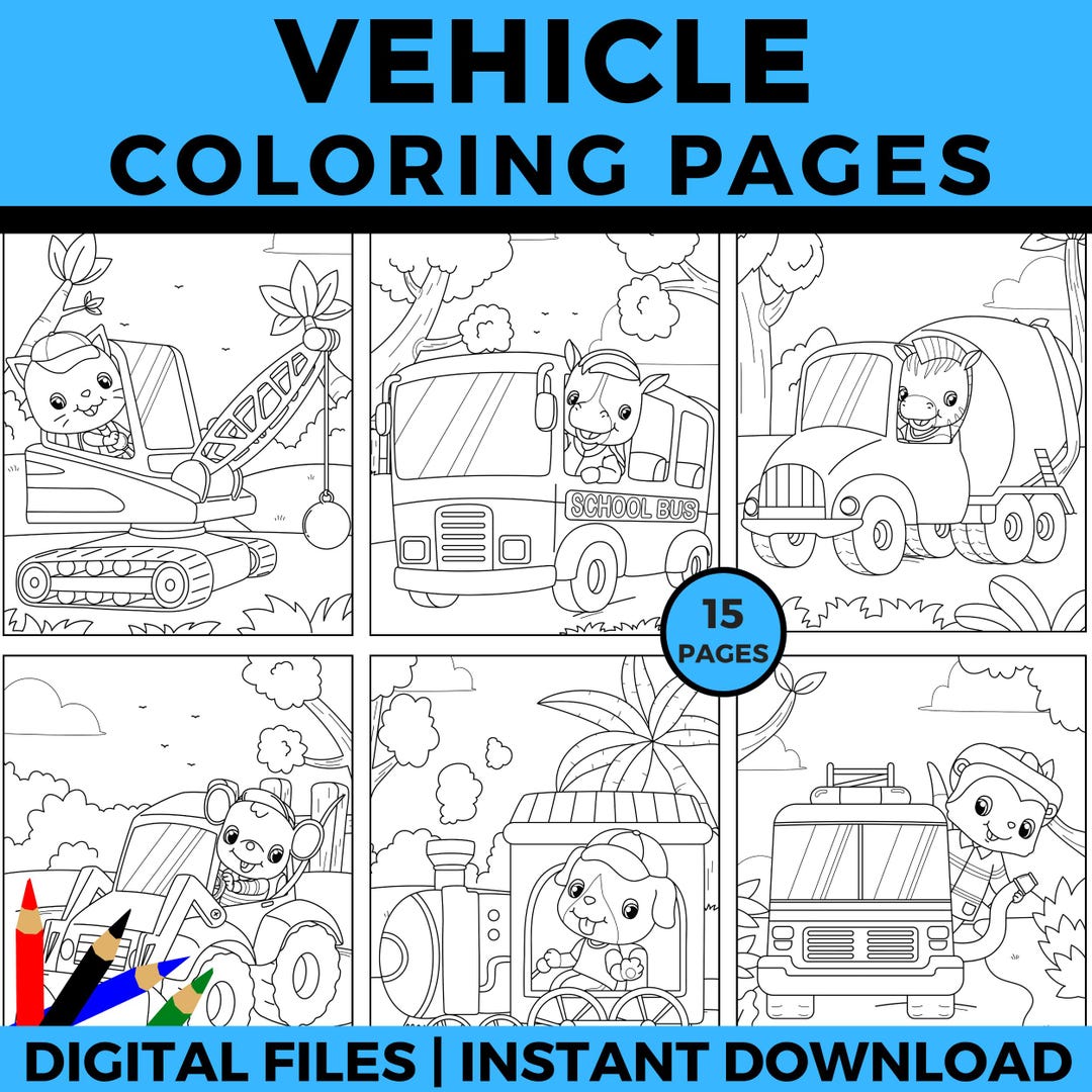 Animals Driving Vehicles Coloring Pages, Funny Animal Drivers Printable ...