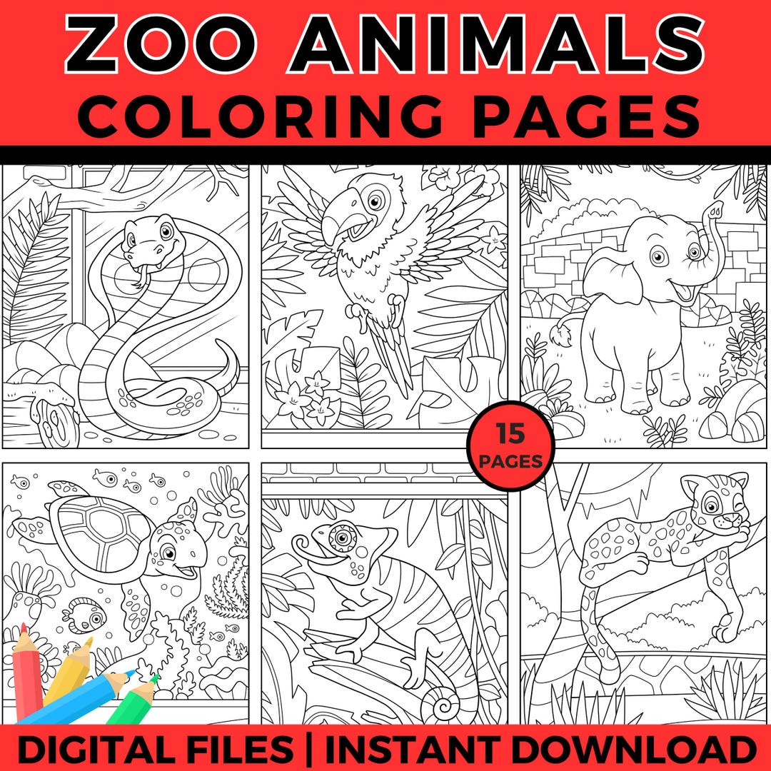 Zoo Animal Coloring Pages for Kids, Printable Safari Animals ...