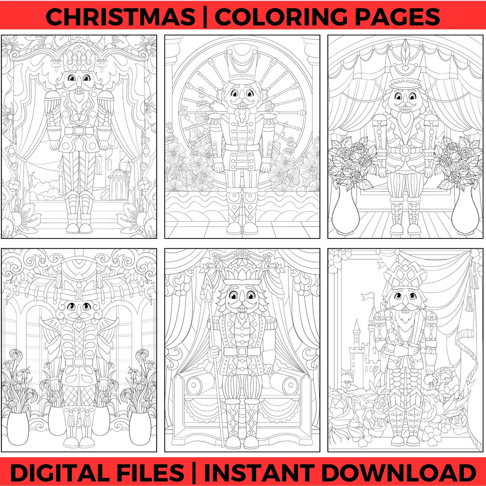 Nutcracker Coloring Pages, Printable Christmas Activity for Kids ...
