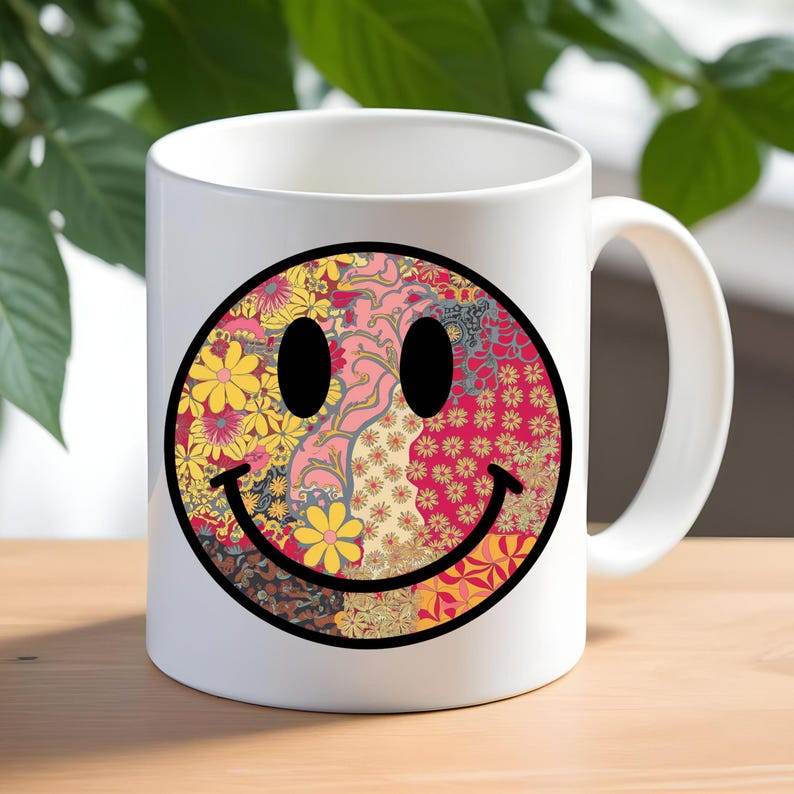 Retro Happy Flowers PNG, Vintage Smiley, Distressed Shirt Design ...