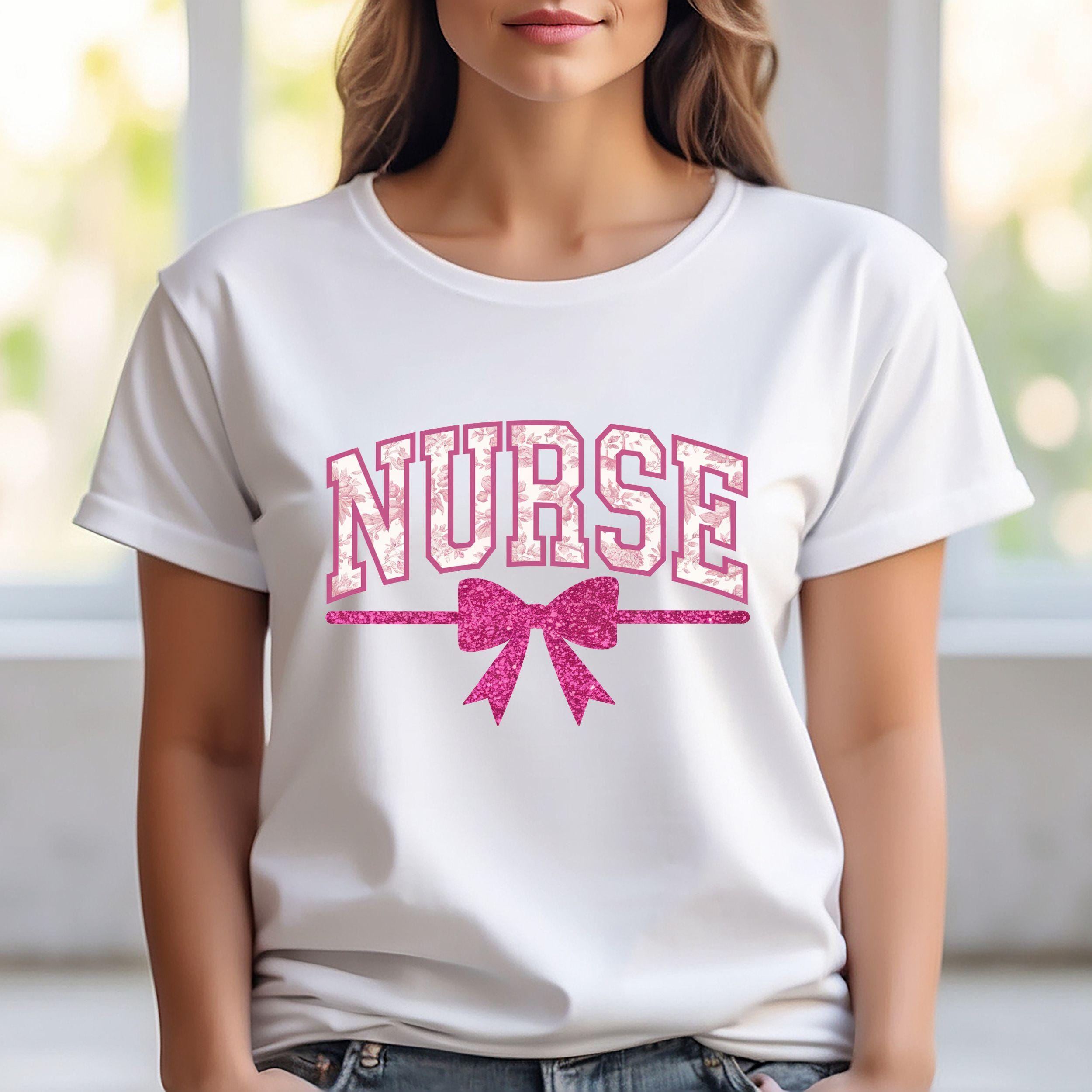Pink Floral Nurse Varsity Png, Nursing Toile Coquette Bow Clip Art ...