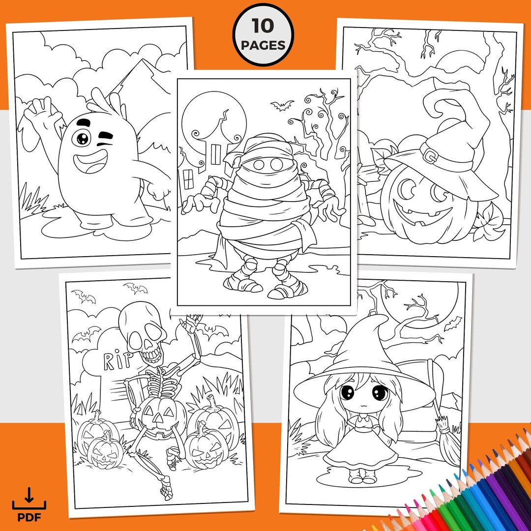 HALLOWEEN Coloring Pages, Instant Download, Halloween Coloring Pages ...