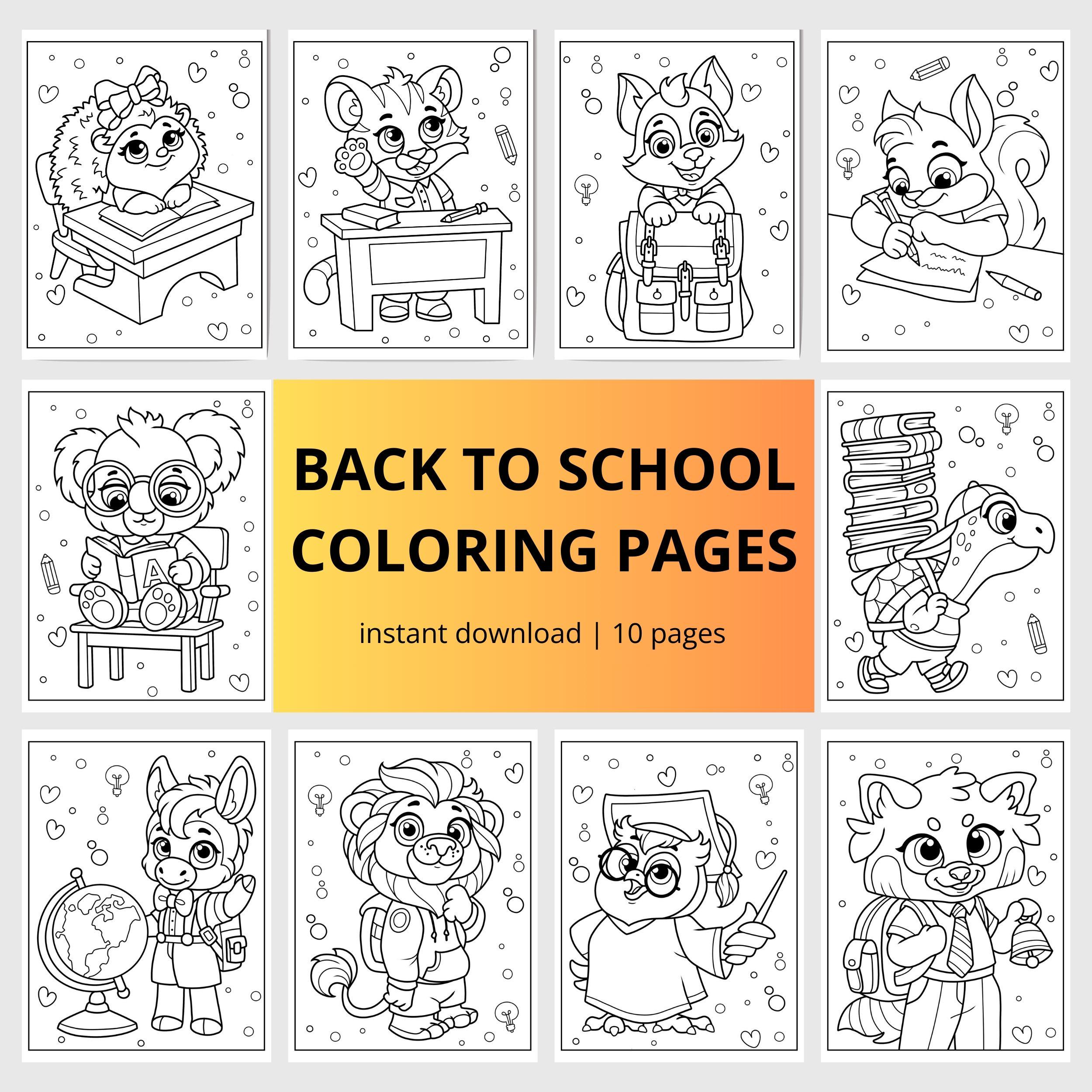 BACK to SCHOOL ANIMALS Coloring Pages, Instant Download, Back to School ...