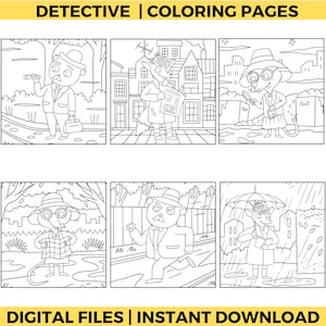 Detective Animals Coloring Pages for Kids, Printable Mystery-themed ...