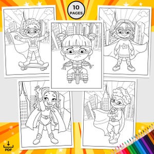 SUPERHERO Coloring Pages, Instant Download, KIDS SUPERHERO Coloring ...