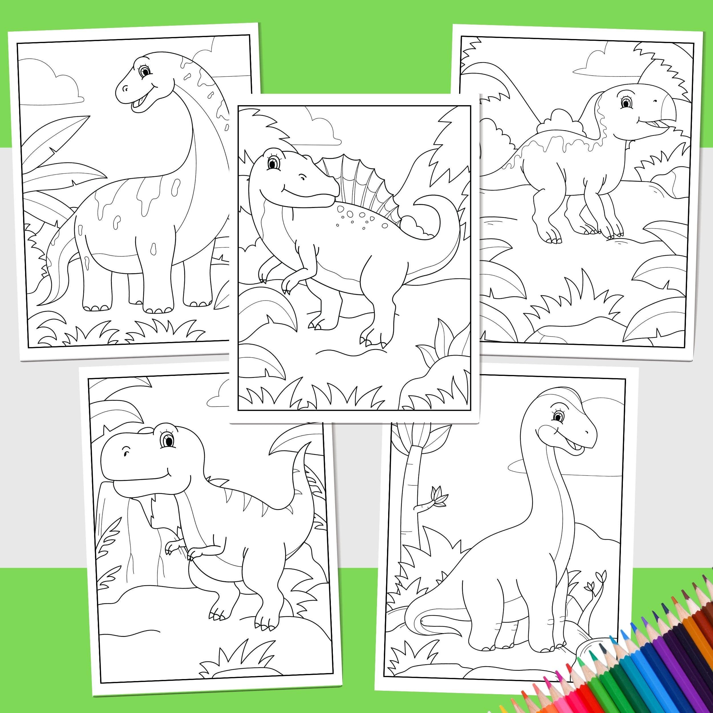 DINOSAUR Printable Coloring Pages, Instant Download, Kids Camp Coloring ...
