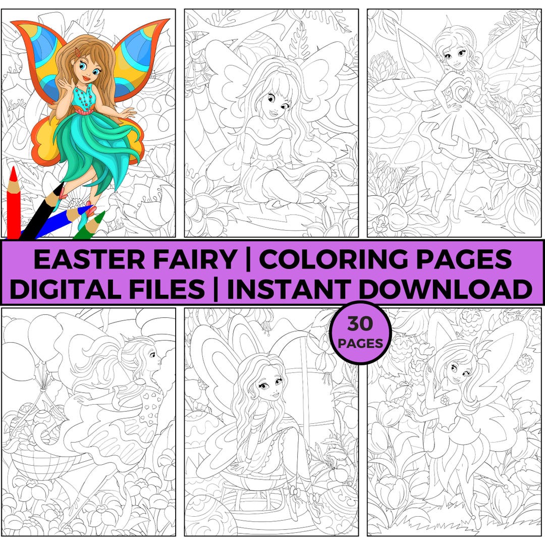 Easter Fairy Coloring Pages, Fun Spring Activity (digital Download) - Etsy