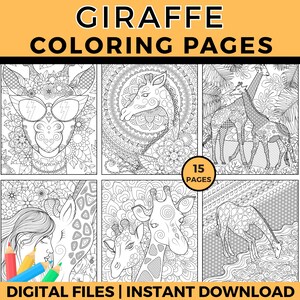 Giraffe Mandala Coloring Pages, Printable Animal Zentangle Art for ...