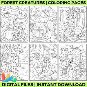 FOREST CREATURES Coloring Pages, Printable Woodland Fantasy Animals ...