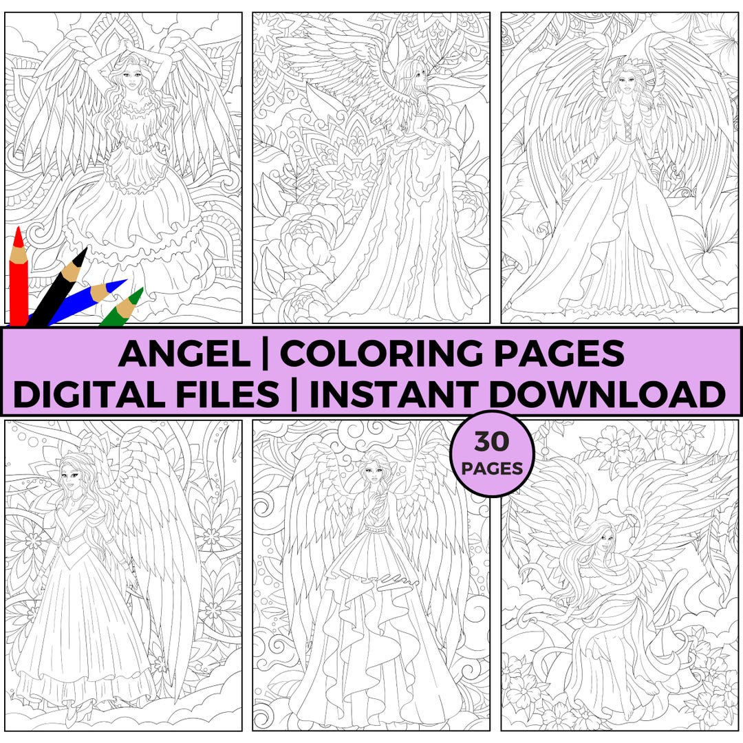 Angels Coloring Pages for Kids and Adults | Printable Angel Coloring ...