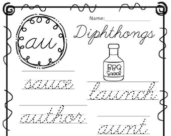 10 Printable Cursive Digraphs Trace the Word Worksheets. | Etsy