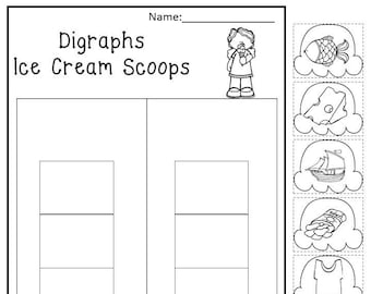 10 Printable Diphthongs Ice Cream Worksheets. Kindergarten-2nd - Etsy