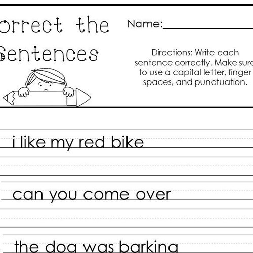 10 Printable Write the Sentence Worksheets. 1st-3rd Grade ELA - Etsy