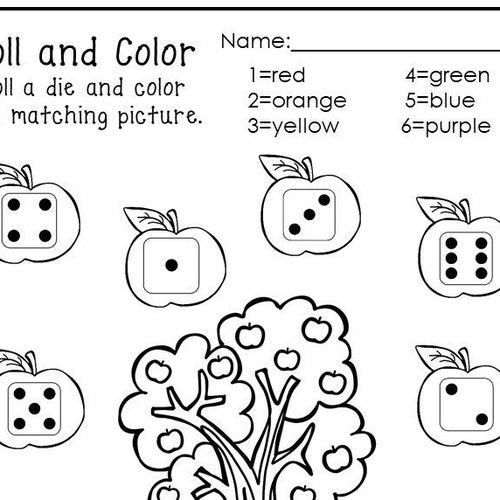 20 Printable Roll and Color Worksheets. Numbers 1-6. - Etsy