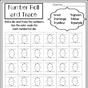 Number Roll and Trace Worksheets 0-20 (printable) - Etsy