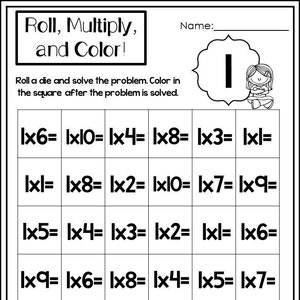 12 Printable Roll, Multiply, and Color Worksheets. Numbers 1-12. 1st ...